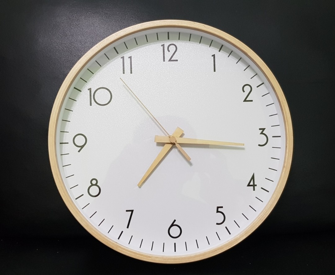 Large clock 12" nice oak, Furniture & Home Living, Home Decor, Clocks ...