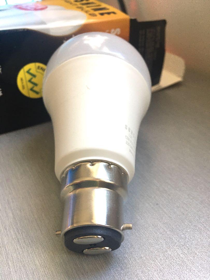 全新 Sunshine LED E22 1000lm Daylight 6500k 針腳 日光 燈膽 2個 LED 燈泡, 傢俬＆家居, 燈飾 ...