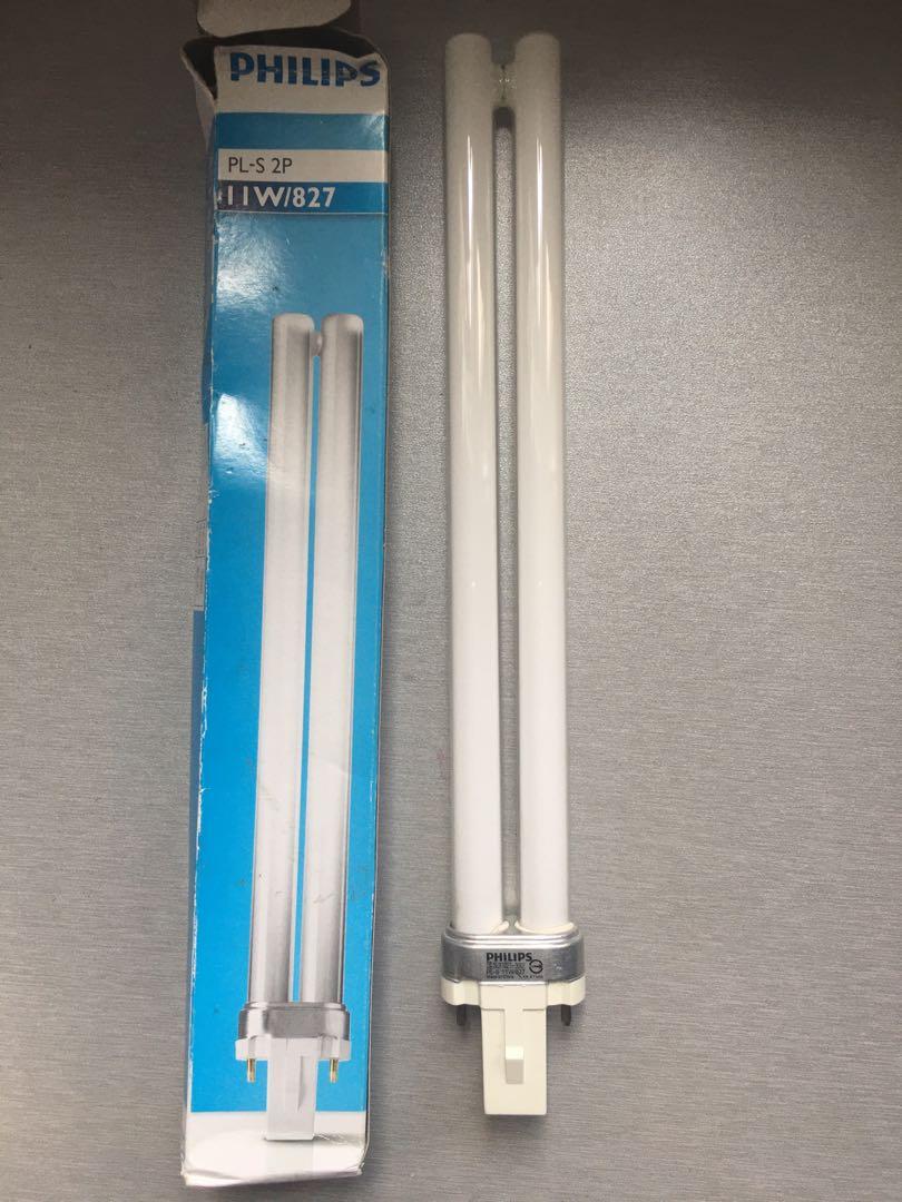 全新 philips PL-S 2P (11w / 827) 慳電 枱燈 光管 energy save fluorescent light tube for desk lamp, 傢俬＆家居 ...