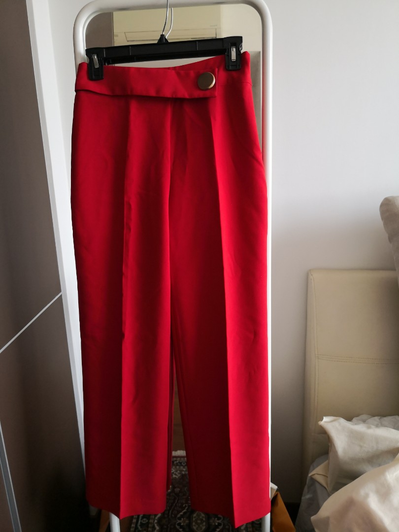 Red color pants, Women's Fashion, Bottoms, Other Bottoms on Carousell
