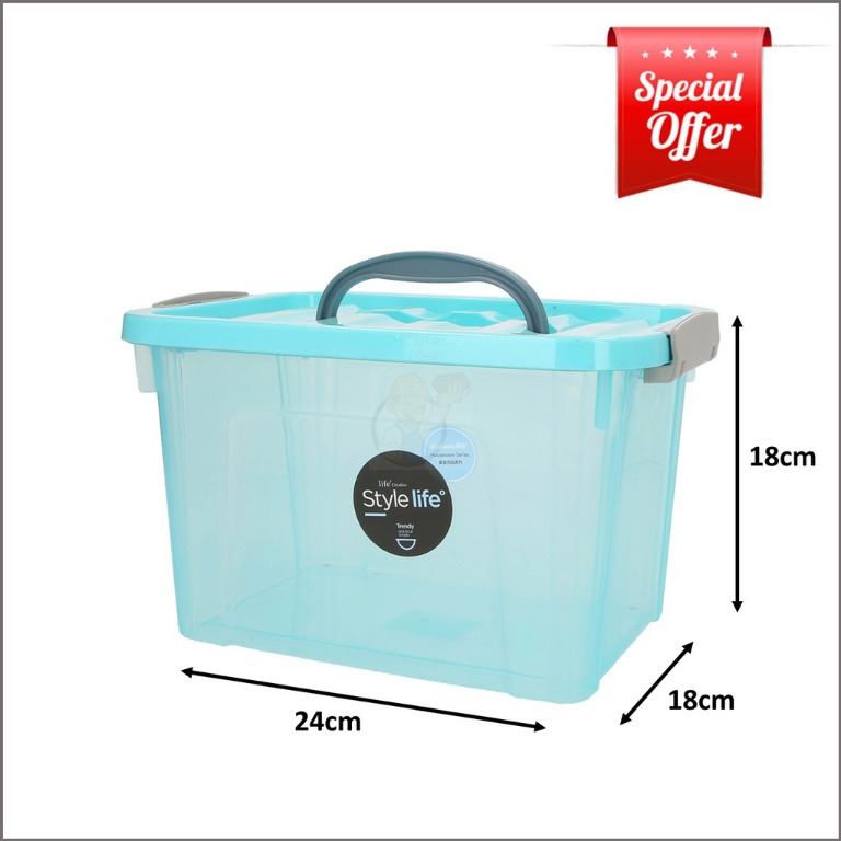 Blue Storage Box with Handle , Furniture & Home Living, Home ...