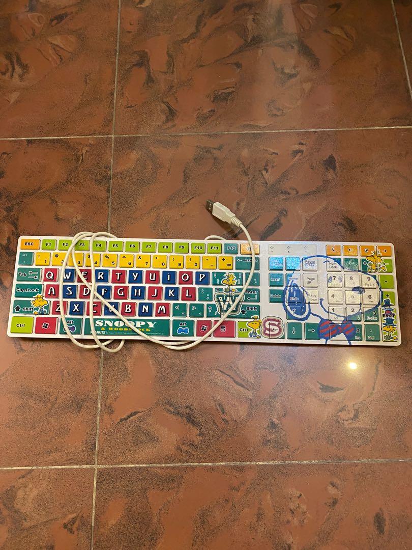 Snoopy Keyboard, 電腦＆科技, 電腦周邊及配件, 電腦鍵盤及相關產品 - Carousell