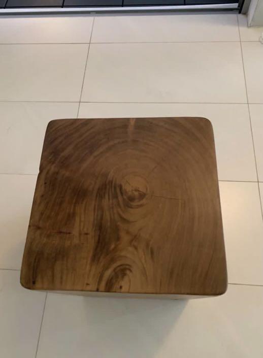 Solid wood block side table, Furniture & Home Living, Furniture, Tables ...