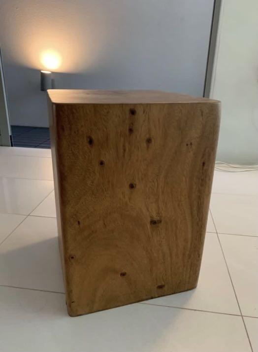 Solid wood block side table, Furniture & Home Living, Furniture, Tables ...