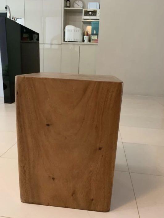 Solid wood block side table, Furniture & Home Living, Furniture, Tables ...