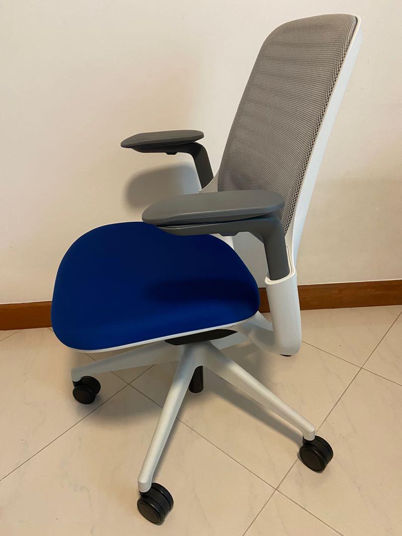 Steelcase Series 1 White frame x Blue seat, Furniture & Home Living ...