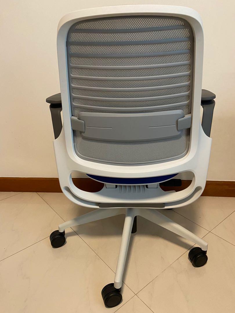 Steelcase Series 1 White frame x Blue seat, Furniture & Home Living ...