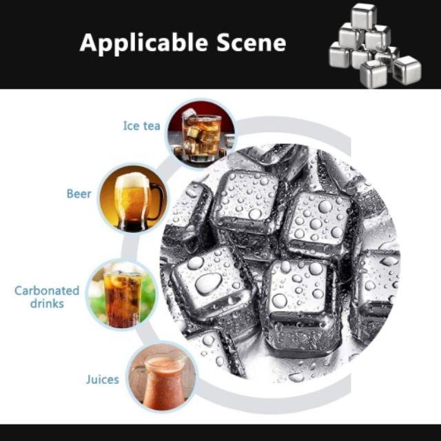 SUS304 Stainless Steel Ice Cube Set with Tongs Food Safe Grade Reusable ...