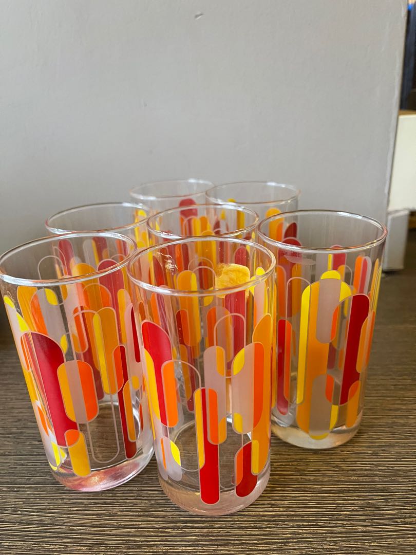 Vintage Orange Drinking Glass ., Furniture & Home Living, Kitchenware ...