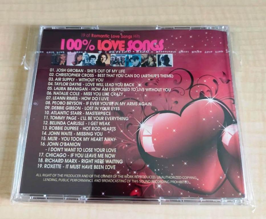 100% Love Songs CD 19 Romantic Love Songs Hits Original Artist John ...