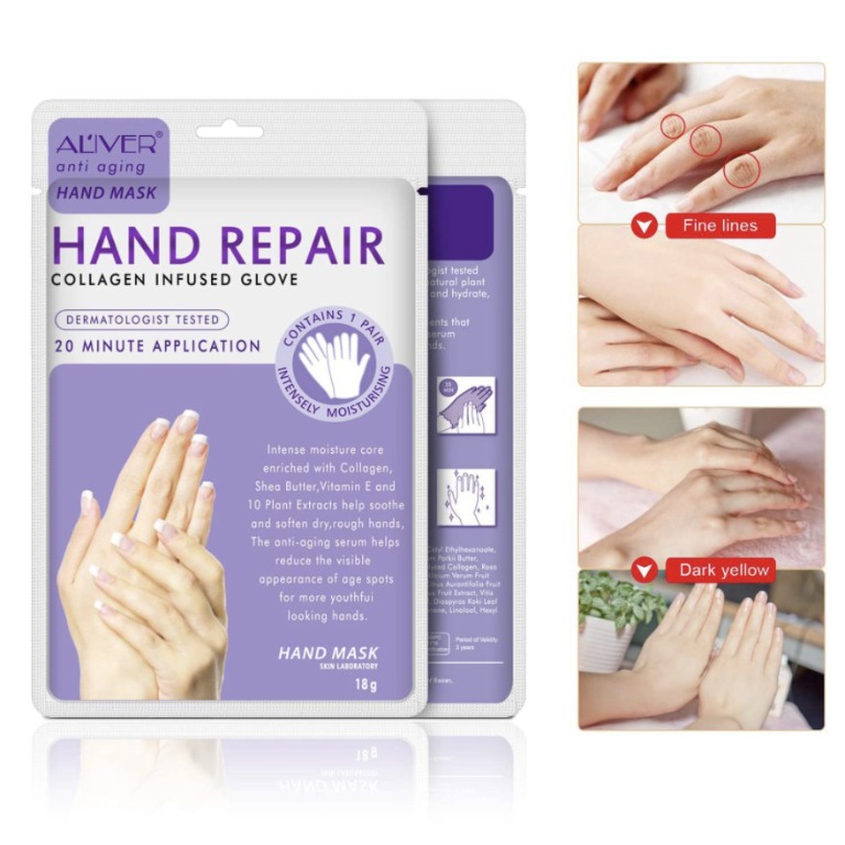 ALIVER Anti-Aging Nourishing Hand Mask Exfoliating Removal Dead Skin ...
