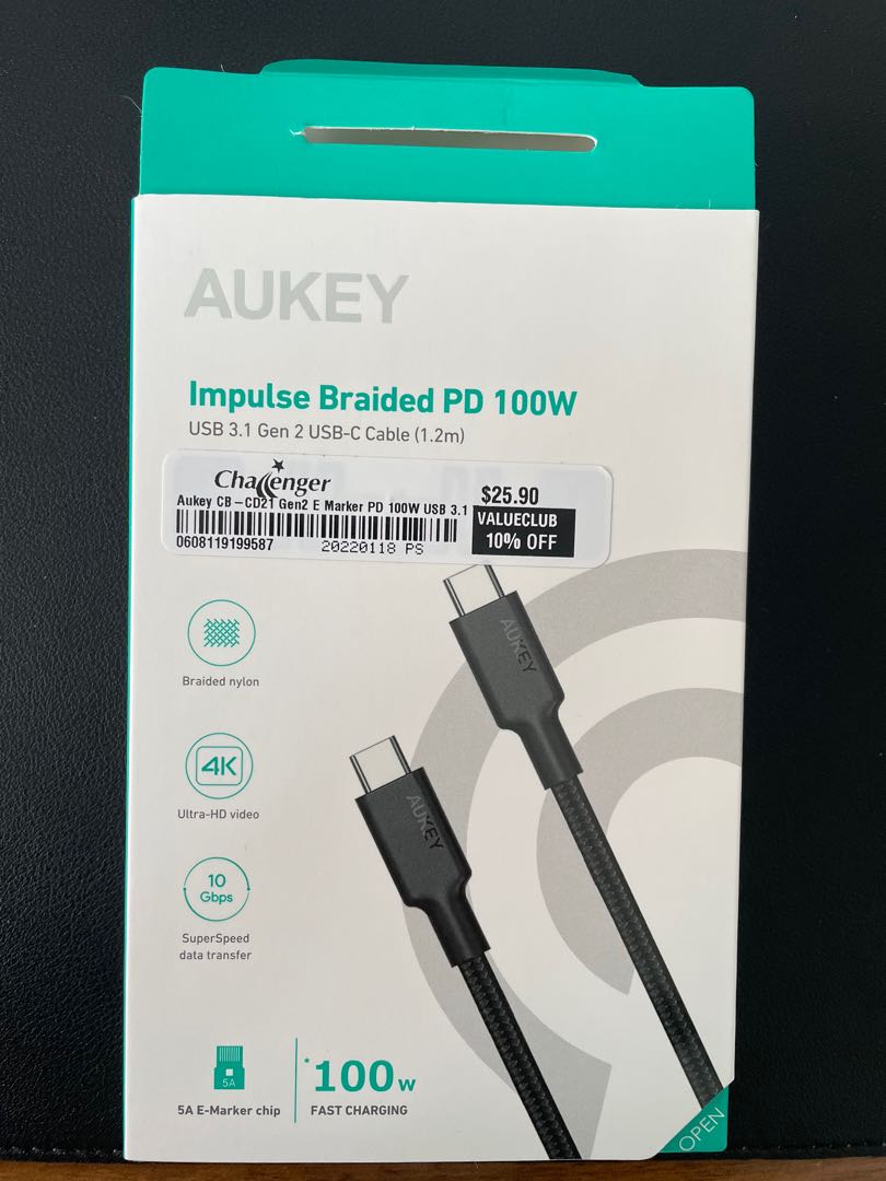 Aukey USB-C to USB-C digital display cable, Computers & Tech, Parts ...