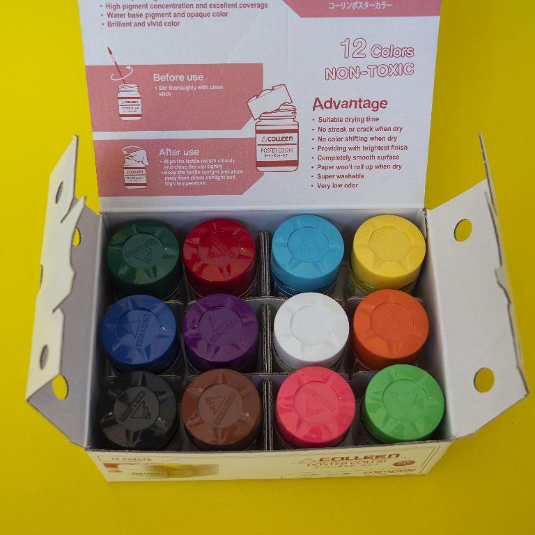 Colleen Poster Paint 12 Color Set 20ML, Hobbies & Toys, Stationary ...