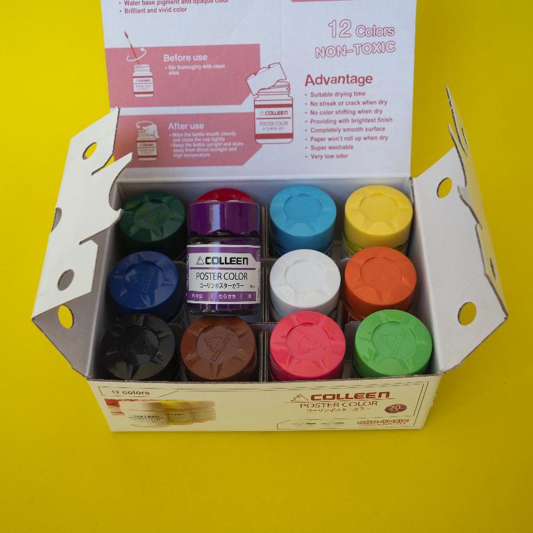 Colleen Poster Paint 12 Color Set 20ML, Hobbies & Toys, Stationary ...