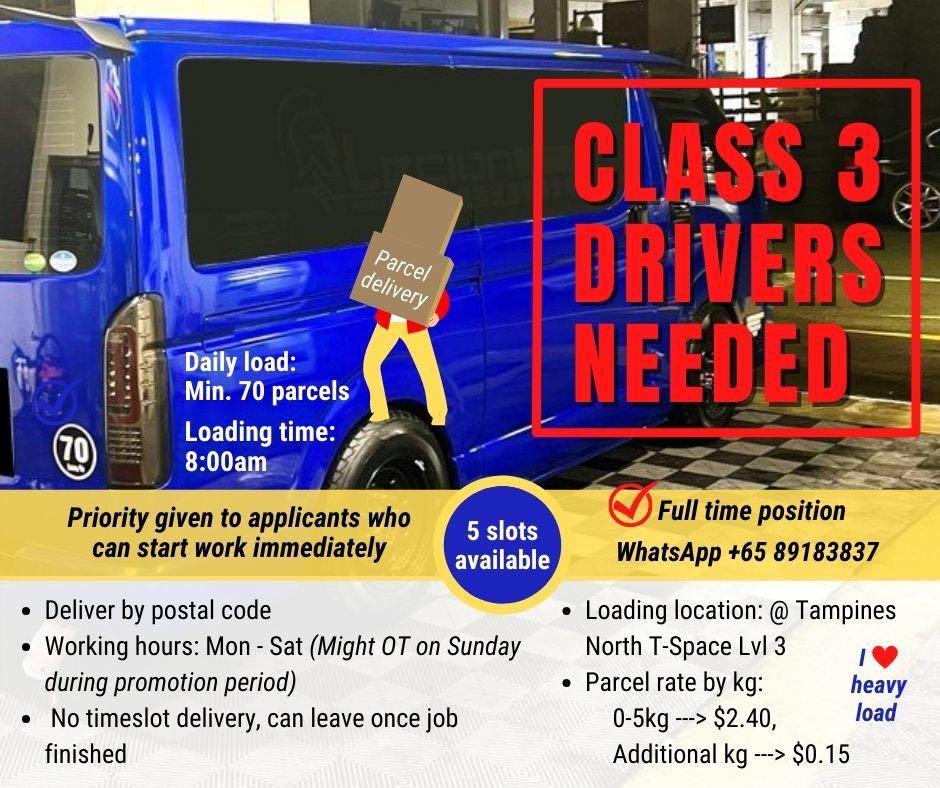 Delivery Driver(Class 3), Jobs, Transport & Delivery on Carousell