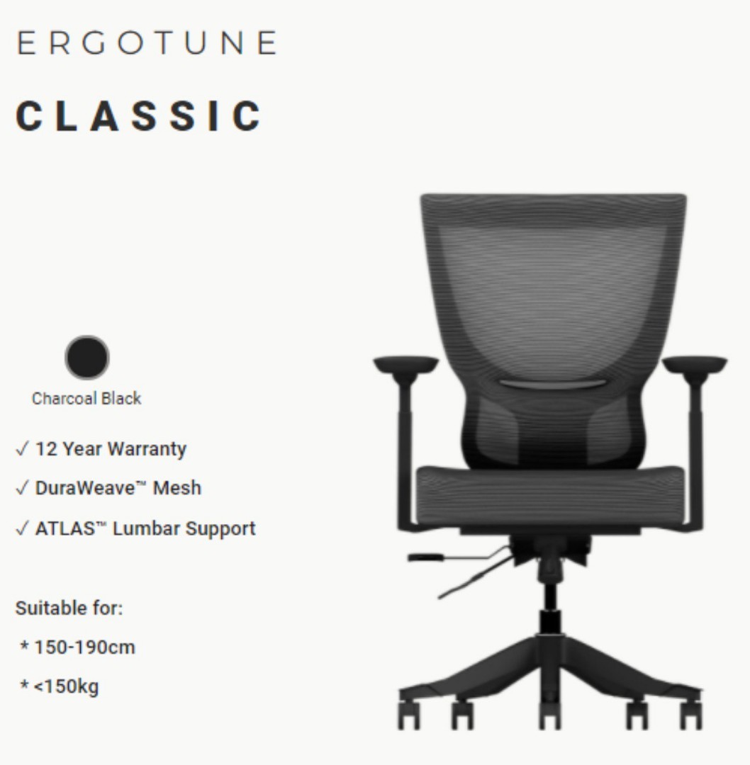 Ergotune Classic Ergonomic Chair, Furniture & Home Living, Furniture ...