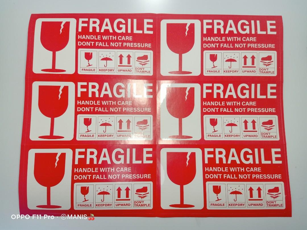 Fragile Sticker Big Label / Stiker Mudah Pecah / Fragile Sticker 13x7cm ...
