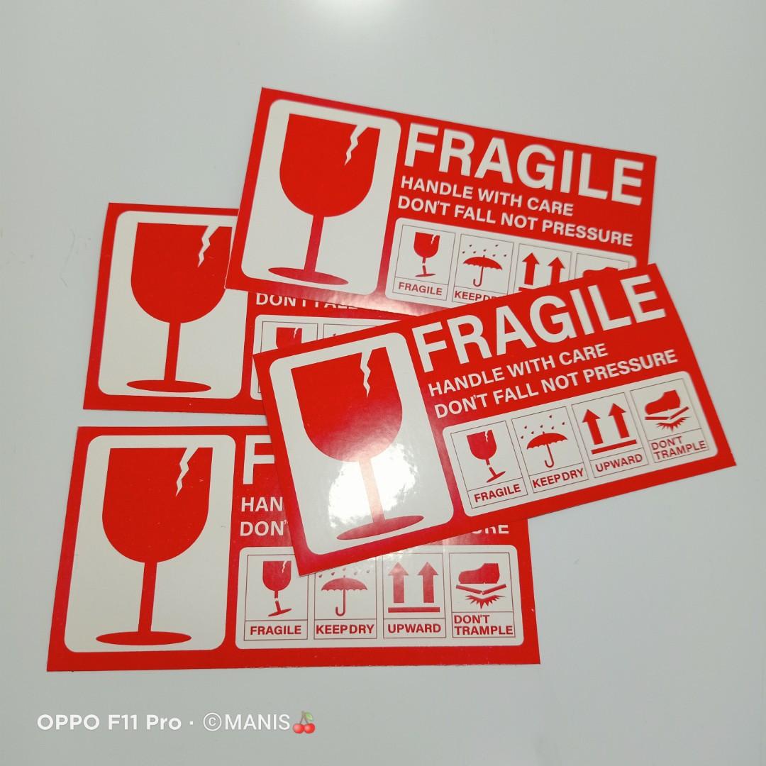 Fragile Sticker Big Label / Stiker Mudah Pecah / Fragile Sticker 13x7cm ...