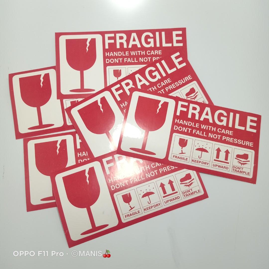Fragile Sticker Big Label / Stiker Mudah Pecah / Fragile Sticker 13x7cm ...