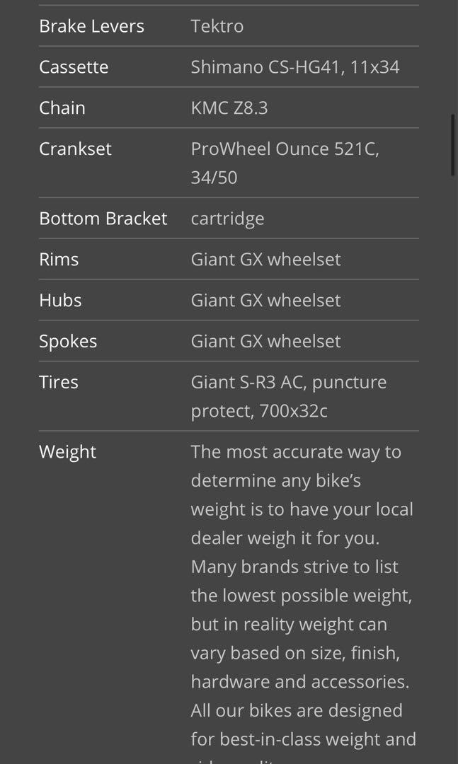 Giant fast road SL3, Sports Equipment, Bicycles & Parts, Parts ...