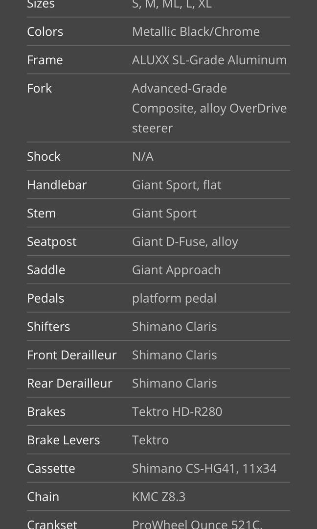 Giant fast road SL3, Sports Equipment, Bicycles & Parts, Parts ...