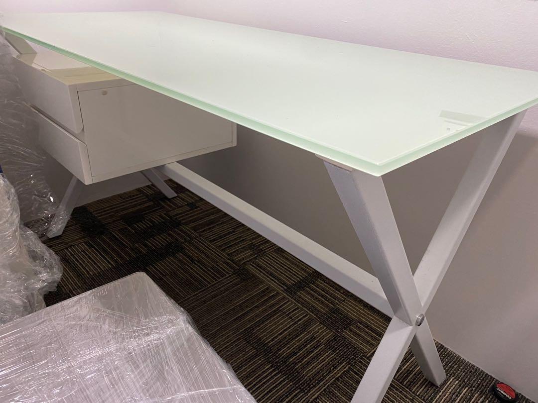 Glass Study Table (1.2m) , Furniture & Home Living, Furniture, Tables ...