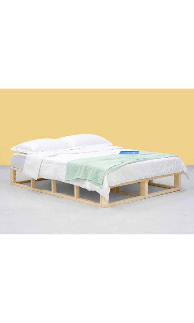 Hipvan Naoki Queen Bed Frame - Minimalist solid pine wood, Furniture ...