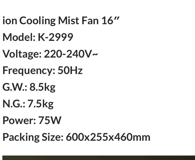 Ion Cooling Mist Fan, Furniture & Home Living, Lighting & Fans, Fans on ...