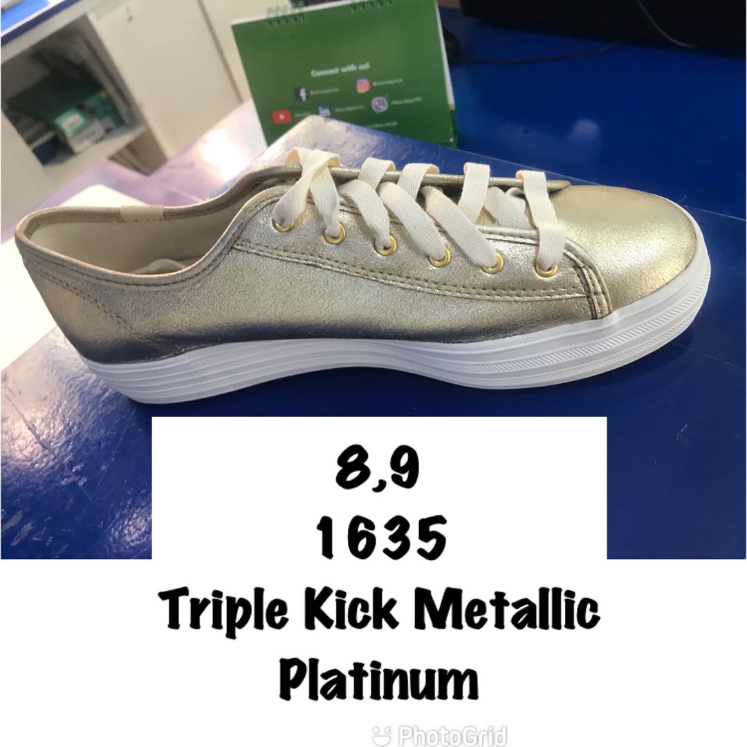 Keds Triple Kick Metallic Platinum, Women's Fashion, Footwear, Sneakers ...