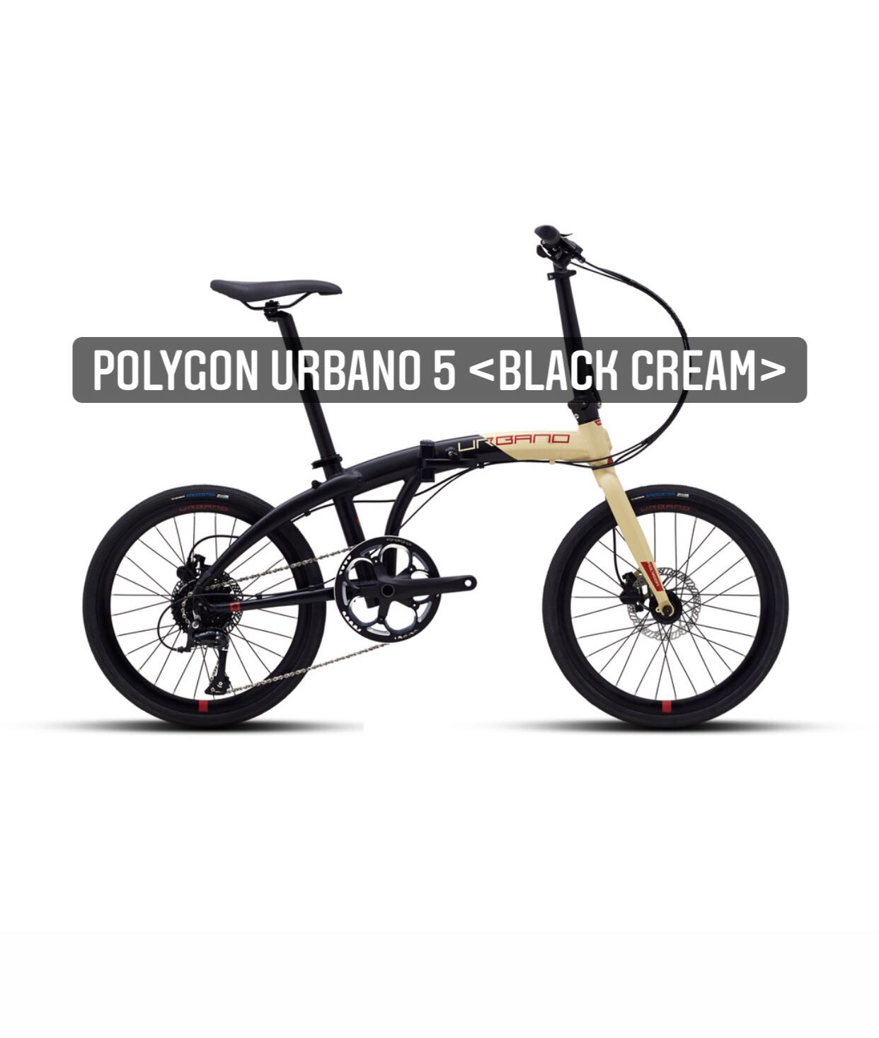 [Like New] Polygon Urbano 5 Folding Bicycle Foldie Bike in Black Cream ...