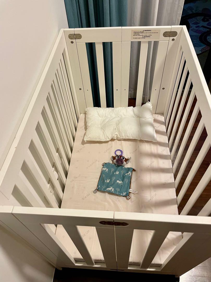 Portable foldable baby cot + mattress, Babies & Kids, Baby Nursery ...