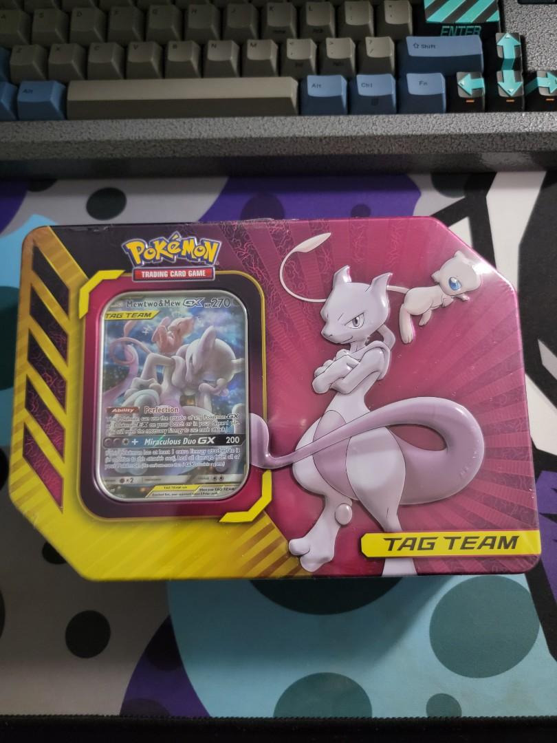 Pokemon Mewtwo & Mew GX full tag team tin, 興趣及遊戲, 玩具 & 遊戲類 - Carousell