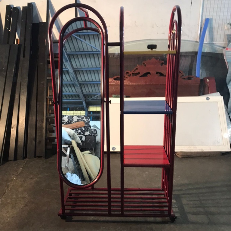 Red Steel Rack With Mirror / Rak Besi Beserta Cermin, Furniture & Home ...