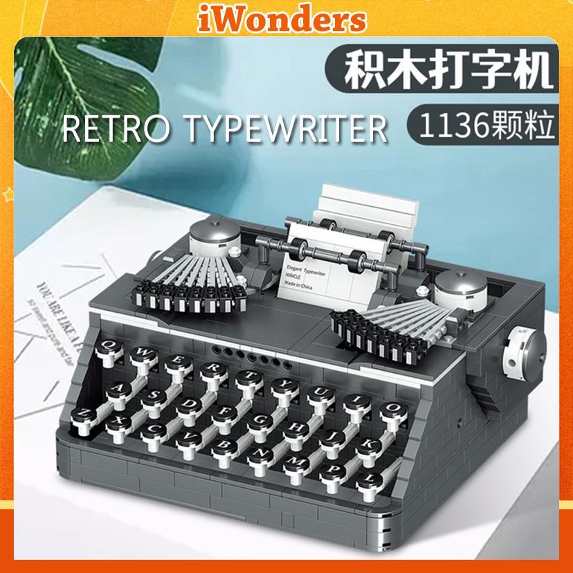 Simulation Retro Brick Mini Retro Typewriter Lego Building Blocks ...