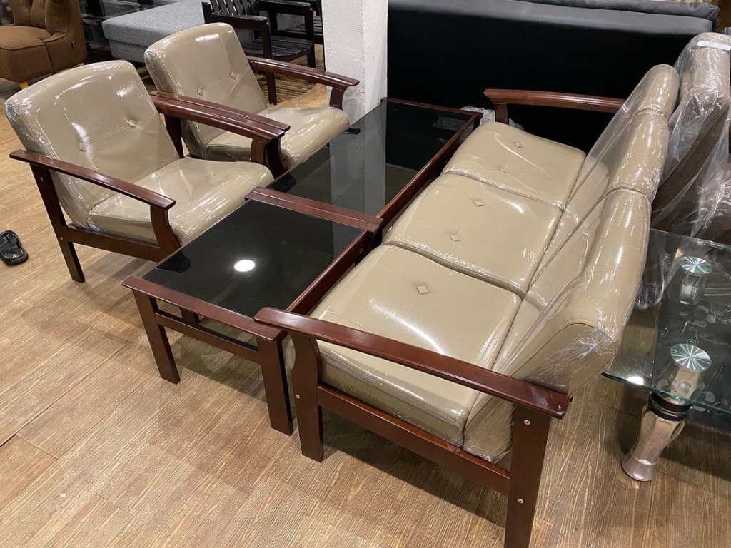 Sofa kayu asli 1 set Aprilia Sofa set sofa minimalis Kursi tamu kayu ...