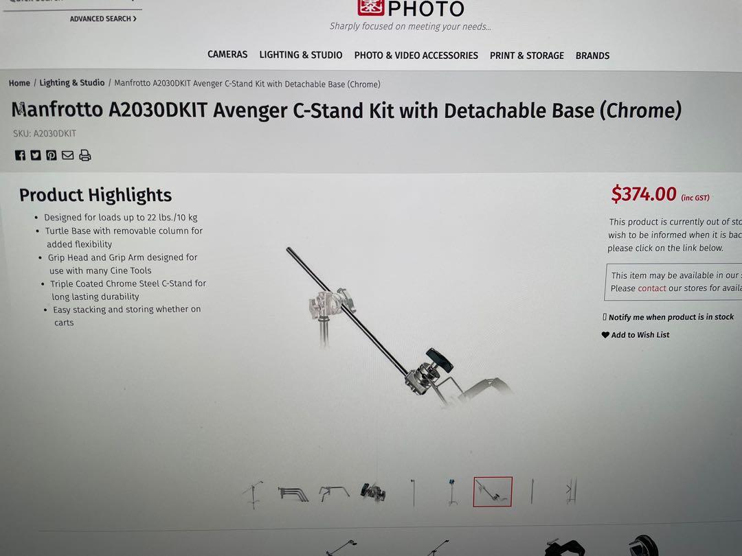 Avenger A2030D Kit light stand, Photography, Photography Accessories ...