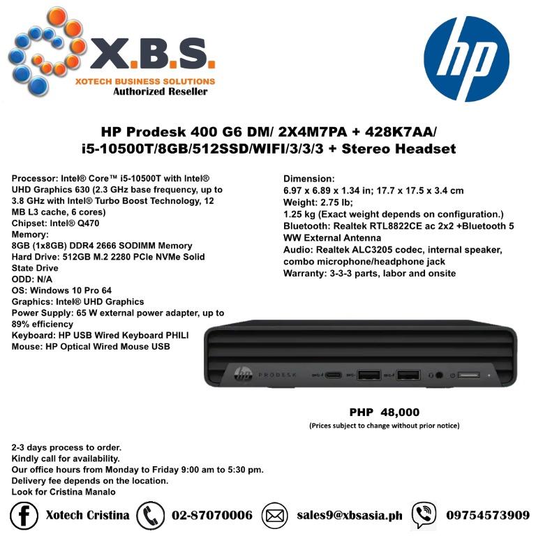HP Prodesk 400 G6 DM/ 2X4M7PA + 428K7AA/ i5-10500T/8GB/512SSD/WIFI/3/3 ...
