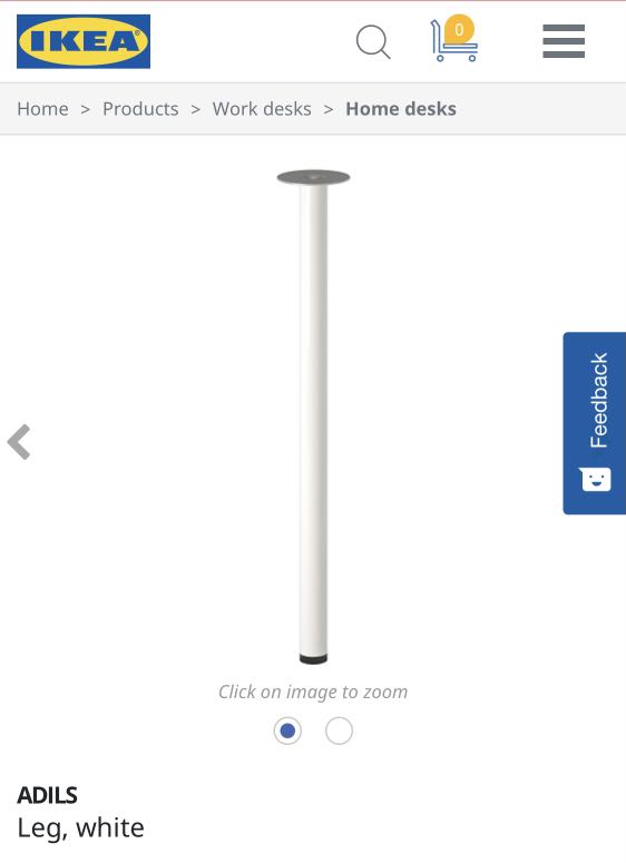 Ikea Adils Table Desk Leg White 宜家 檯腳 白色, 傢俬＆家居, 傢俬, 其他家居傢俬 - Carousell