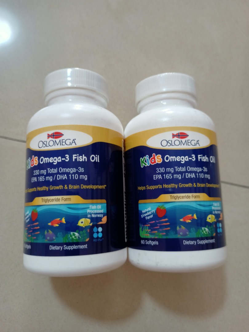 Kids Omega-3 Fish Oil, Natural Strawberry Flavor, 60 Fish Gelatin ...
