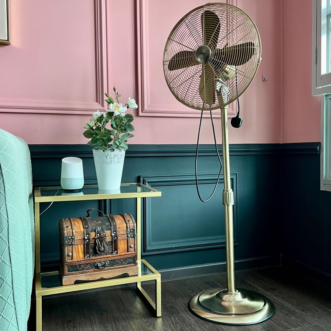 Mistral 16” Metal Stand Fan | MSF16MB | Gold Brass Vintage Retro ...