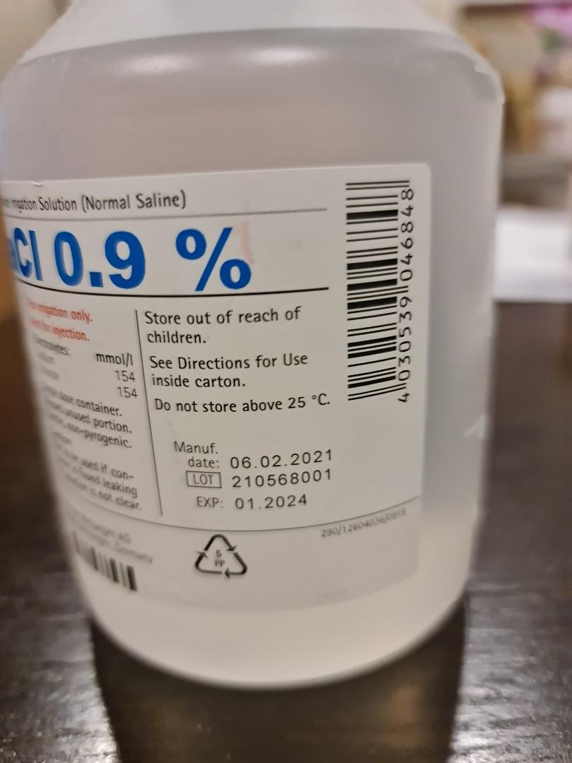 Nacl 0.9% Sodium Chloride Irrigation Solution (Normal Saline), 500ml ...