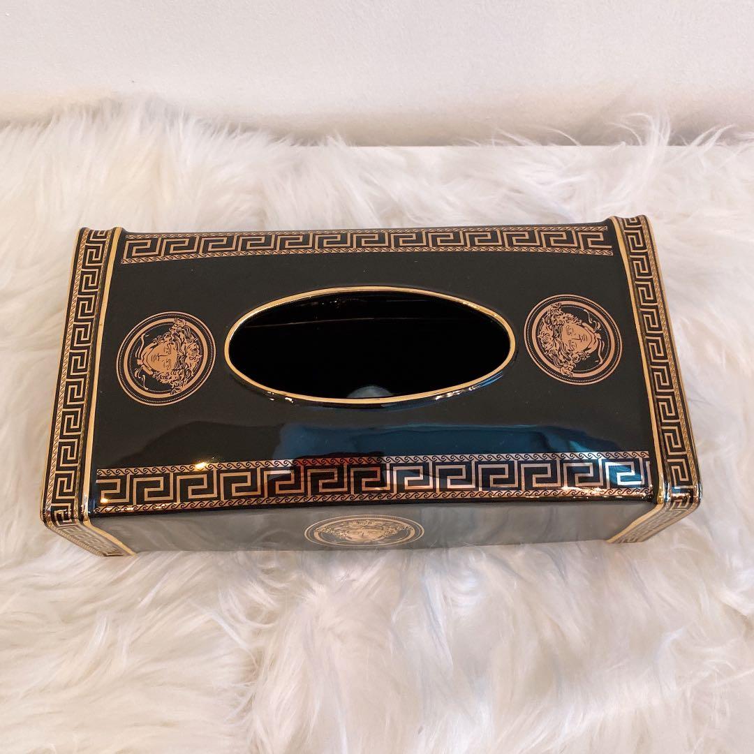 [NEW INSTOCK] PLATINUM WITH STOPPERS Black Gold Medusa Versace Tissue ...