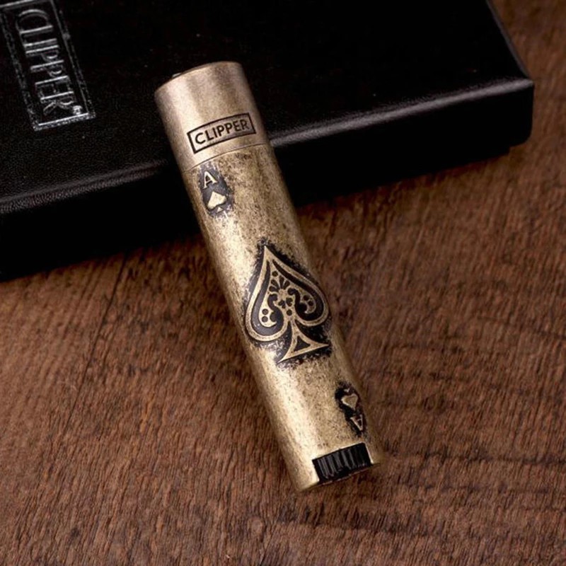 New Vintage Bronze Clipper Lighter With Gift Box ( Free 1 Flint Barrel ...
