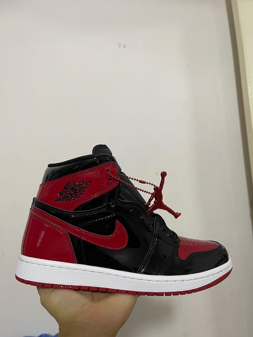 US7.5M Nike air Jordan 1 bred patent, Men's Fashion, Footwear, Sneakers on Carousell