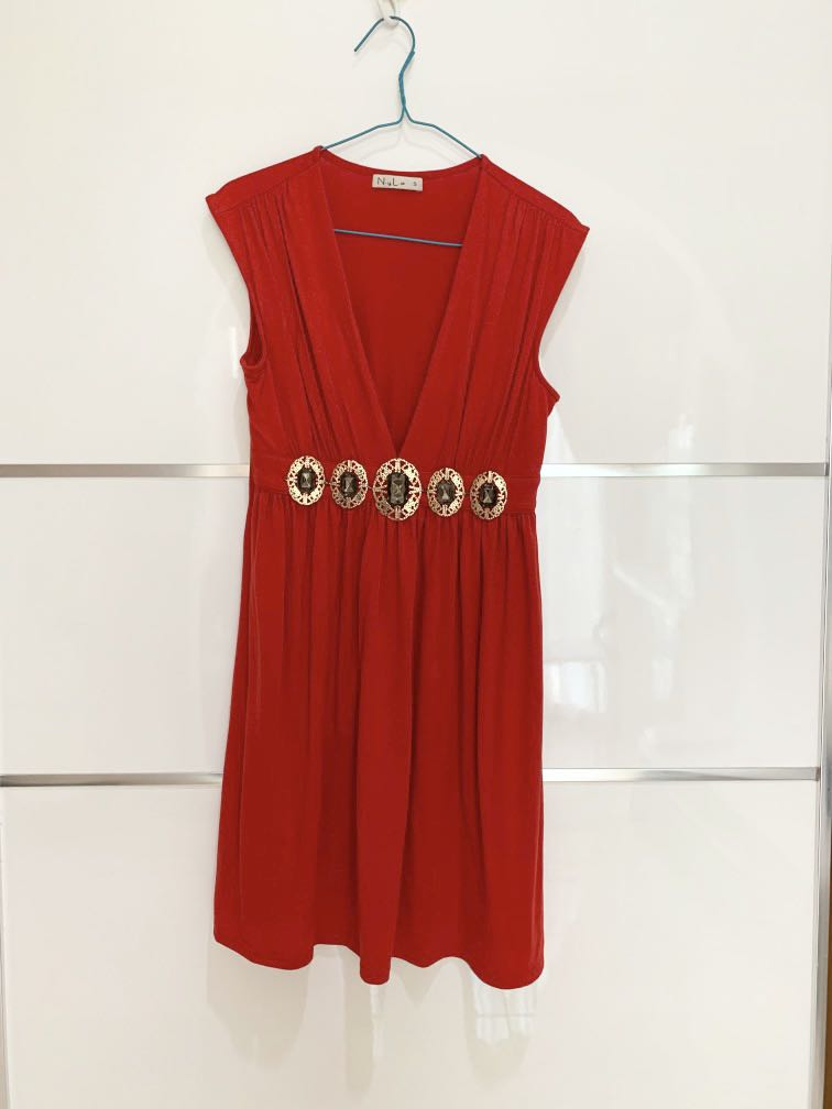 NYLA Red Dress, Fesyen Wanita, Pakaian Wanita, Gaun & Rok di Carousell