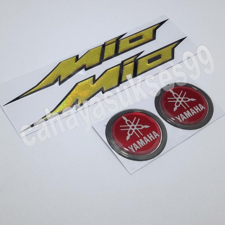 Sticker Timbul YAMAHA MIO Gold Emblem Motor YAMAHA Bulat Merah Hitam ...