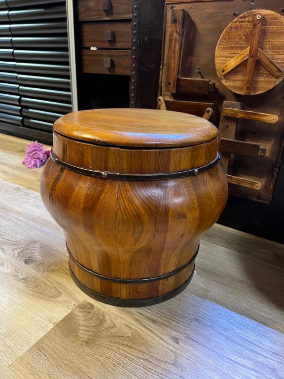 Vintage Wooden Rice Bin (storage stool), Furniture & Home Living, Home ...
