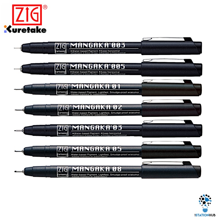 ZIG KURETAKE Cartoonist Mangaka Liner Pen | Black | Drawing Fineliner ...