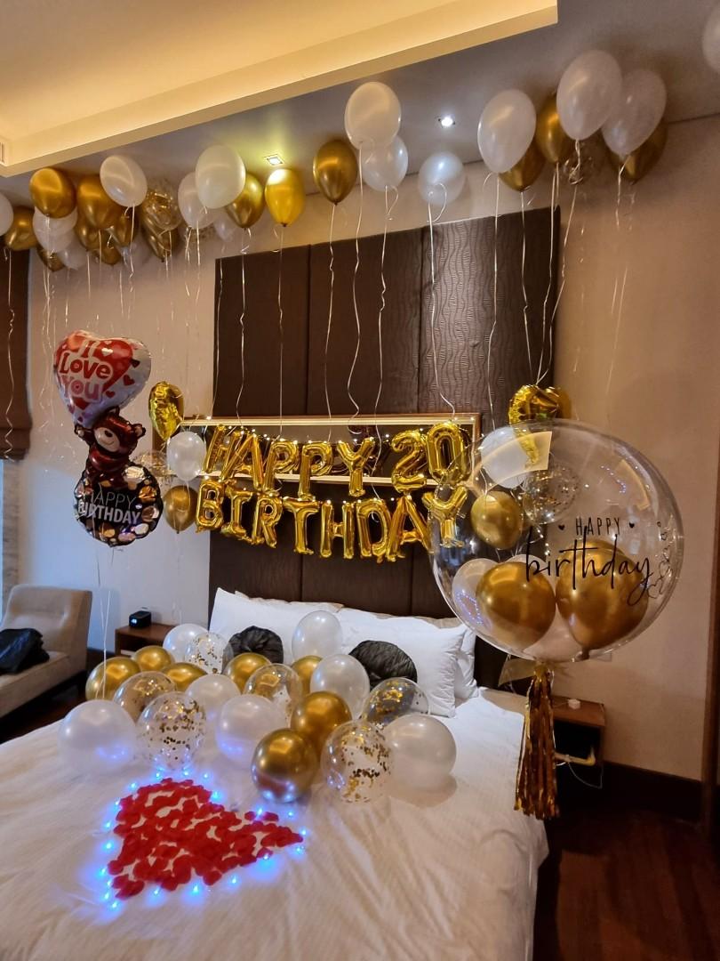 Birthday decorations, birthday surprise setup, birthday helium balloon ...