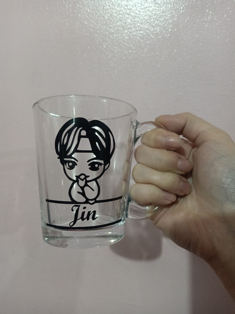 BTS TINYTAN SEOKJIN/JIN GLASS MUG, Hobbies & Toys, Memorabilia ...